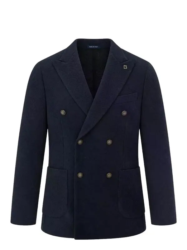 BRERAS MILANO Double-breasted Peak-lapel Jacket - Blue