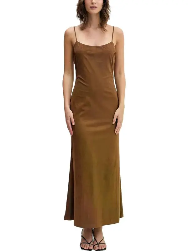 Bardot Suede-effect Spaghetti-strap Dress - Brown