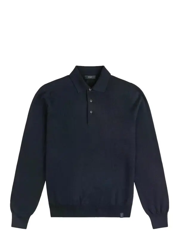 FAY Long-sleeve Polo-collar Sweater - Blue