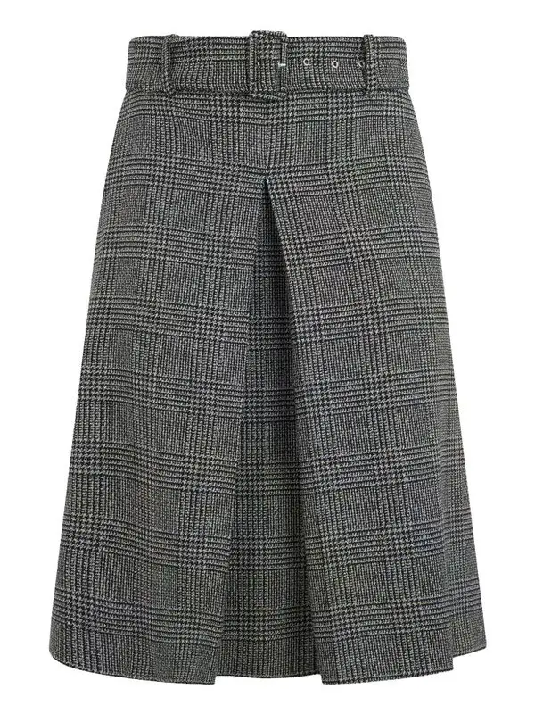 SLOWEAR Prince Of Wales Check Belted Skirt - Grey