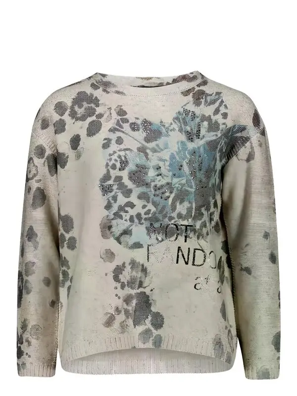 BETTY BARCLAY Rhinestone-embellished Floral-print Sweatshirt - Neutrals