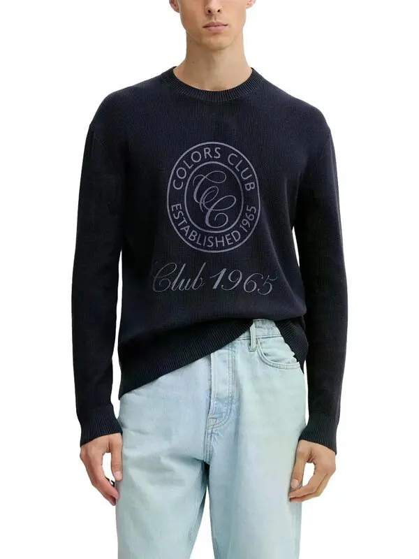 BENETTON Logo-print Crew-neck Sweater - Blue