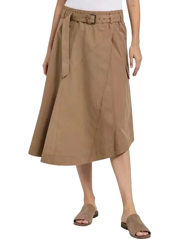 Brunello Cucinelli Belted Wrap Midi Skirt - Brown