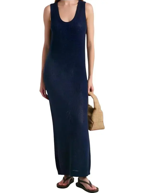 Brunello Cucinelli Open-knit Scoop-neck Maxi Dress - Blue