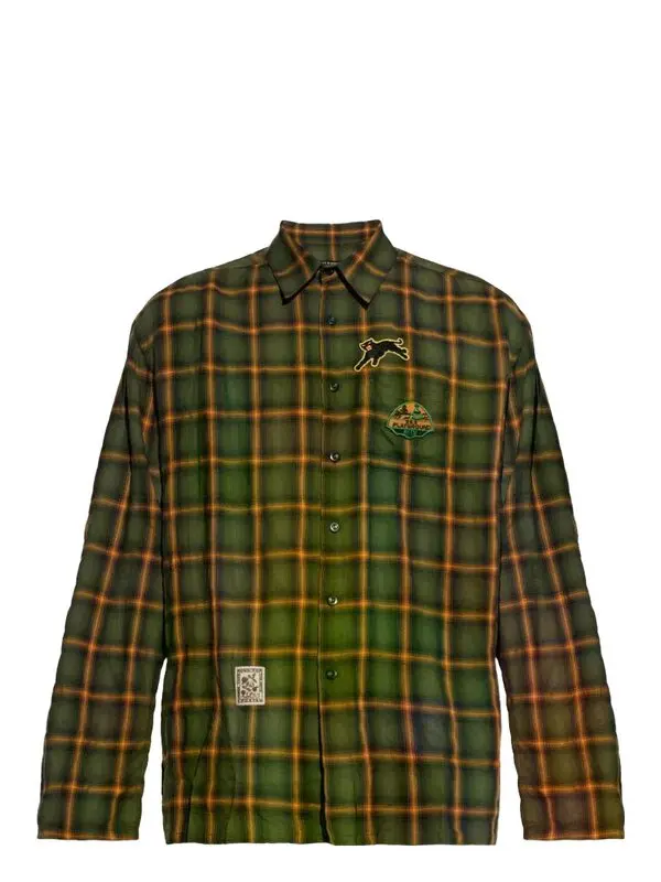 SONG FOR THE MUTE Check-pattern Patch-detail Shirt - Green