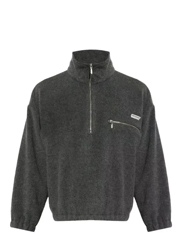 SONG FOR THE MUTE Half-zip Chest-pocket Sweater - Grey