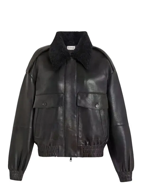 P.a.r.o.s.h Fur-collar Leather Jacket - Black