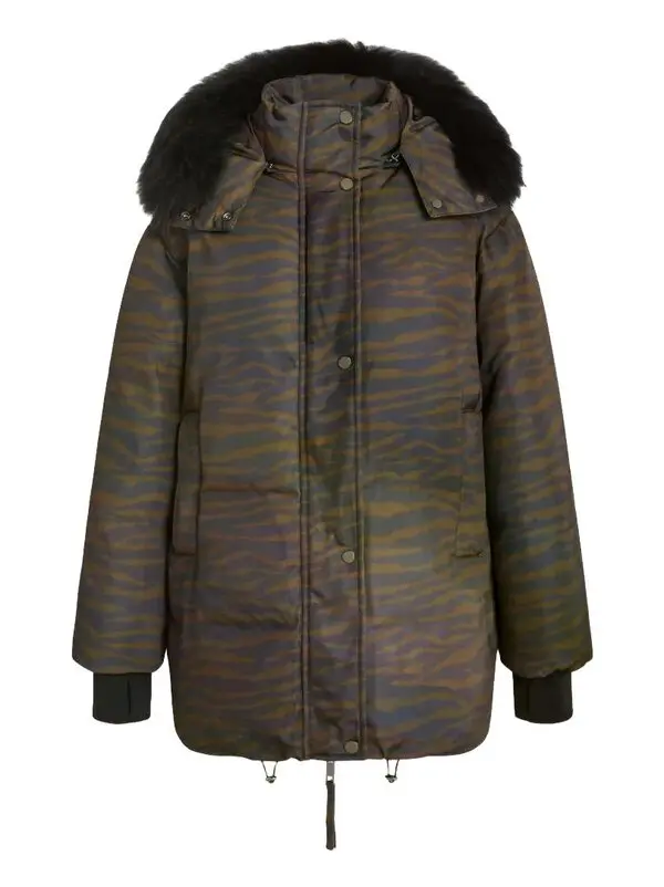 P.a.r.o.s.h Tiger-print Hooded Padded Parka Coat - Brown