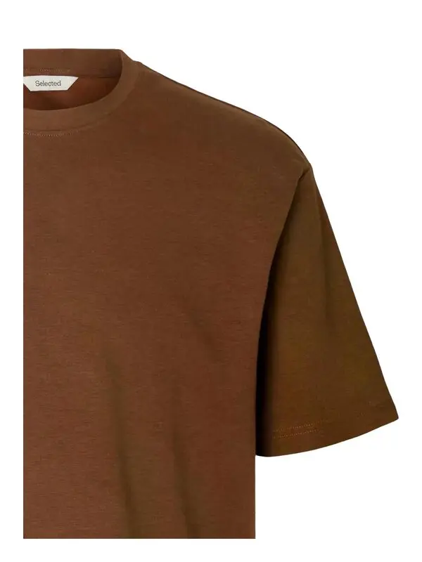 SELECTED Crew-neck T-shirt - Brown