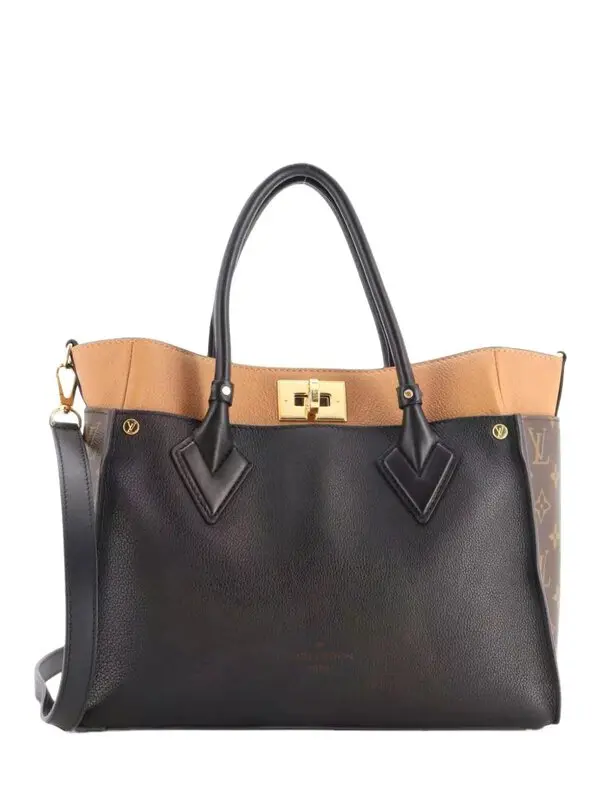 LOUIS VUITTON On My Side Leather With Monogram Canvas Mm Tote Bag - Black
