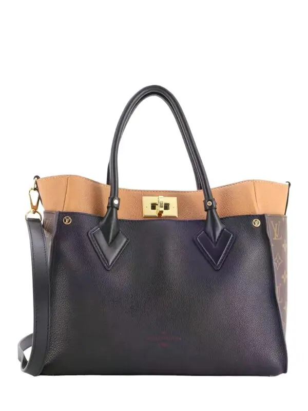 LOUIS VUITTON On My Side Leather With Monogram Canvas Mm Tote Bag - Black