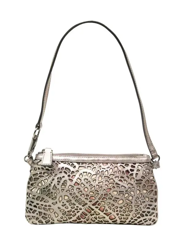 Burberry 2000-2017 Supernova Check Cutout Leather Pochette Shoulder Bag - Silver