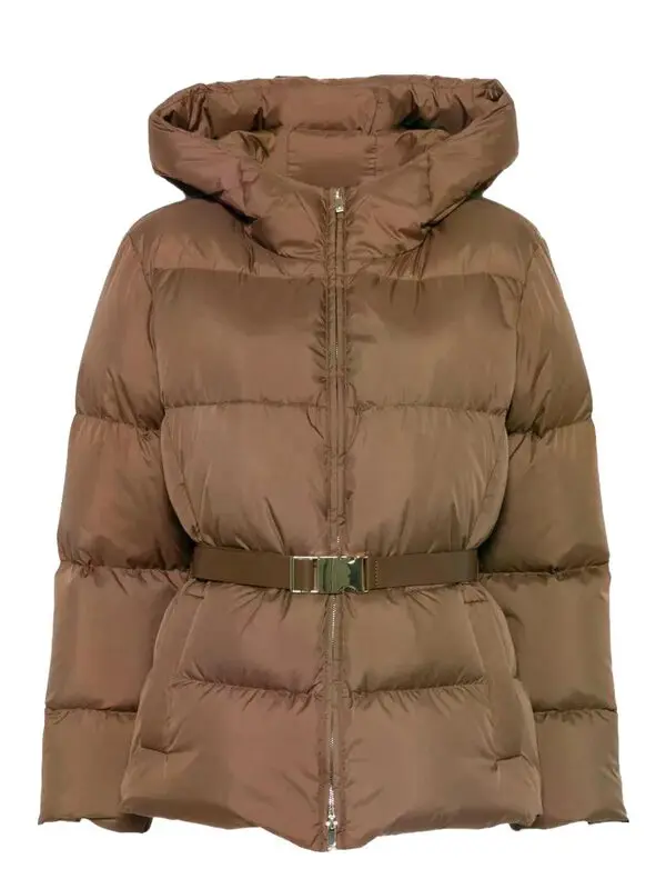 Max Mara Belted Hooded Quilted Jacket - Brown