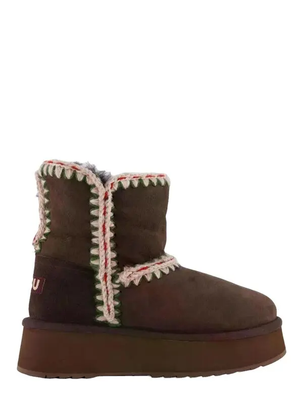 Mou Norfolk Crochet-trim Platform Boots - Brown