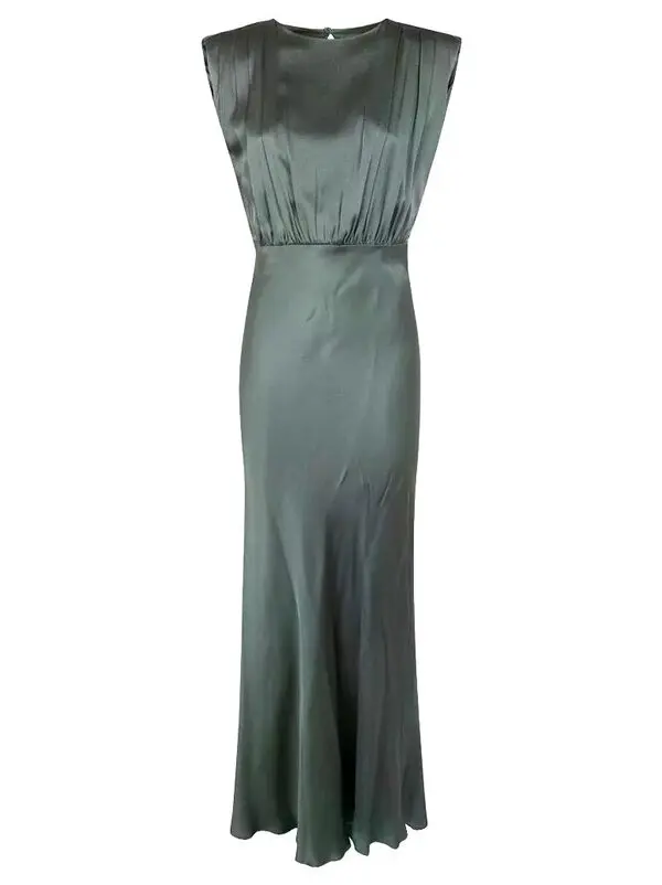 SEMICOUTURE Maxi Casilda Pleated-bodice Sleeveless Dress - Green