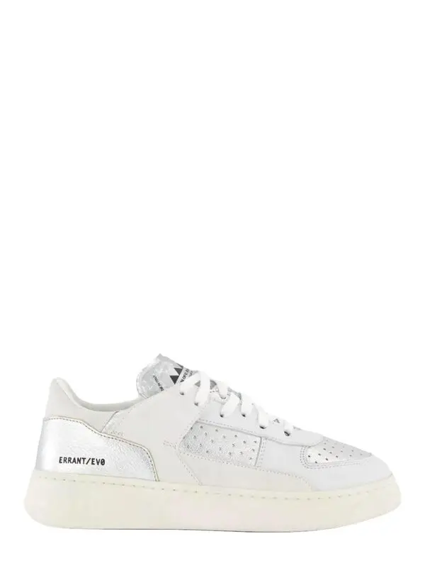 RUN OF Family Metallic-leather Sneakers - White