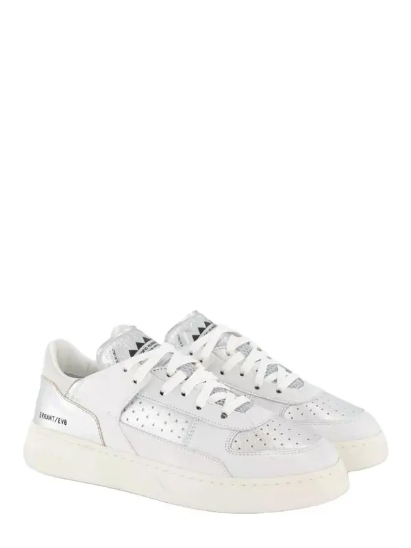 RUN OF Family Metallic-leather Sneakers - White
