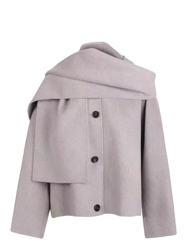 Max Mara Scarf-detail Button-up Jacket - Grey
