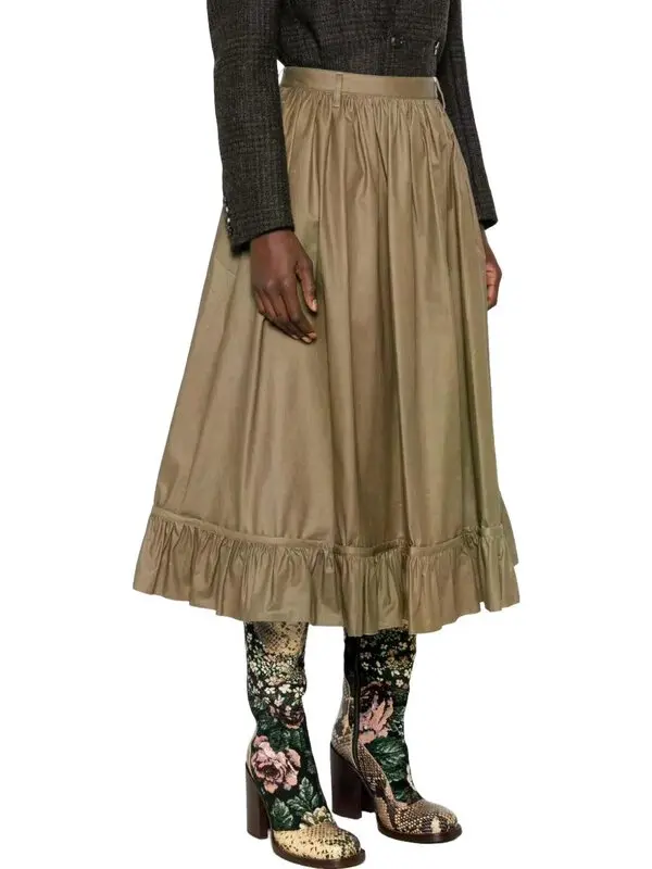 MAISON MARGIELA Ruffled-trim Flared Skirt - Green