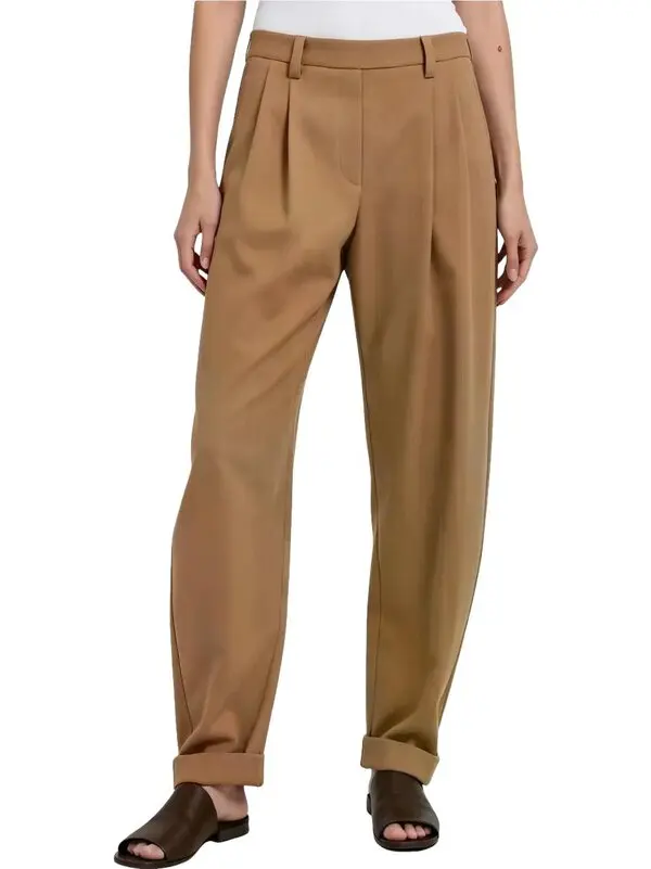 Brunello Cucinelli Pleated Turn-up Trousers - Brown