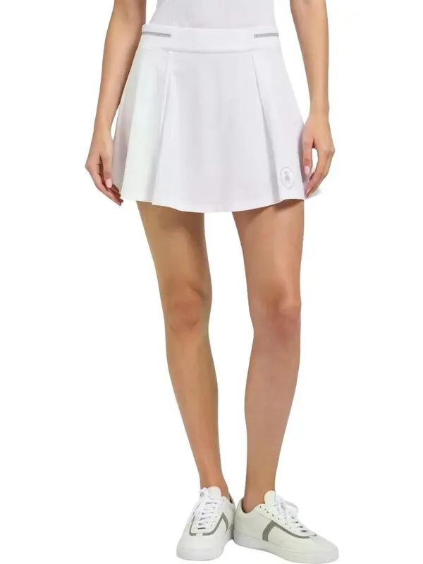 Brunello Cucinelli Pleated Logo-patch Mini Skirt - White