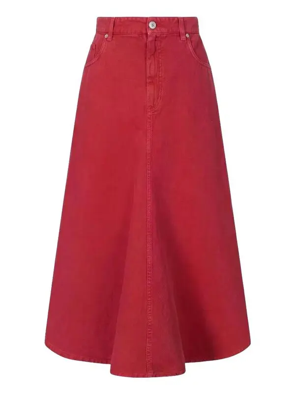 Brunello Cucinelli High-waisted Flared Midi Skirt - Red