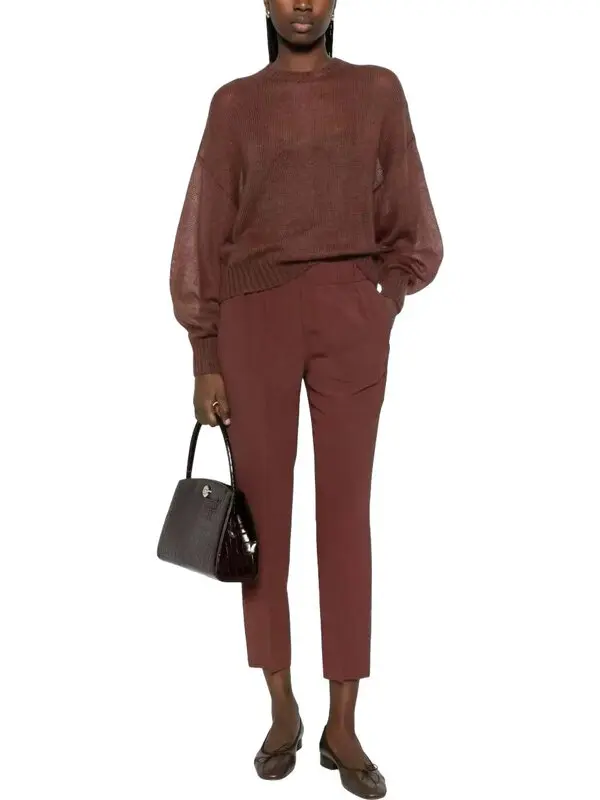 Brunello Cucinelli Elasticated-waistband Pressed-crease Trousers - Brown