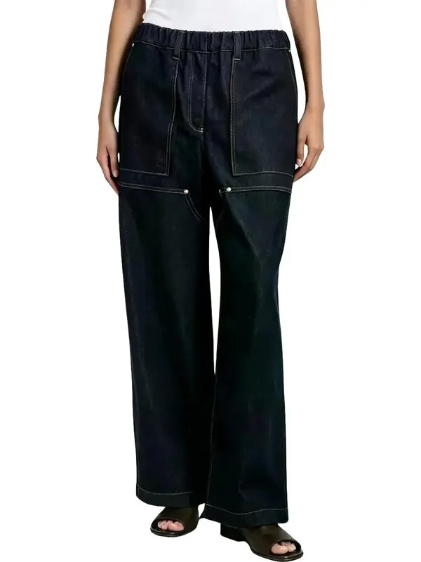 Brunello Cucinelli Elasticated-waistband Contrast-stitched Jeans - Blue