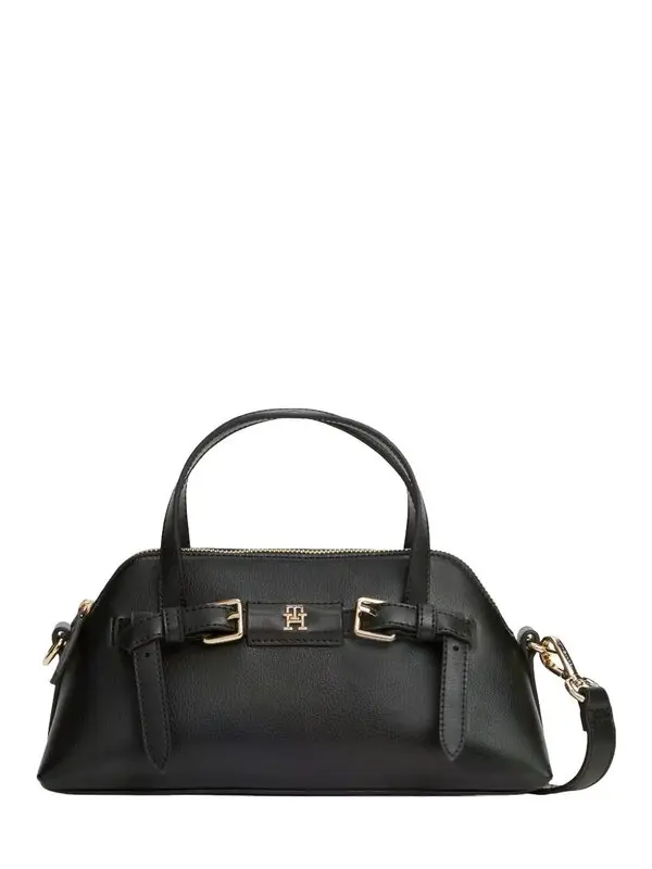 Tommy Hilfiger Buckled Logo-plaque Tote Bag - Black