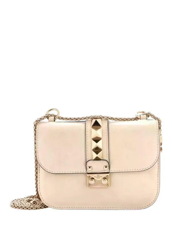 Valentino Garavani Glam Lock Leather Small Shoulder Bag - Neutrals