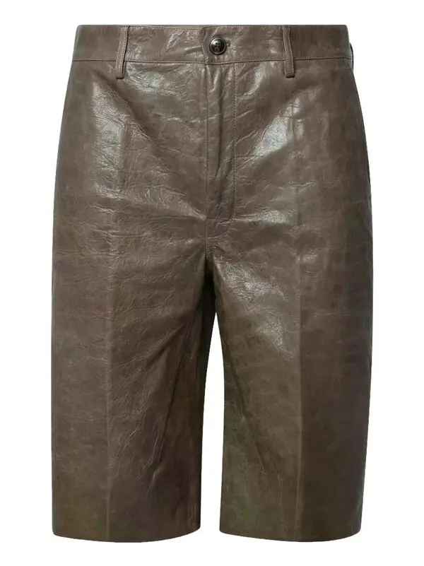 Rick Owens Work Leather Shorts - Brown