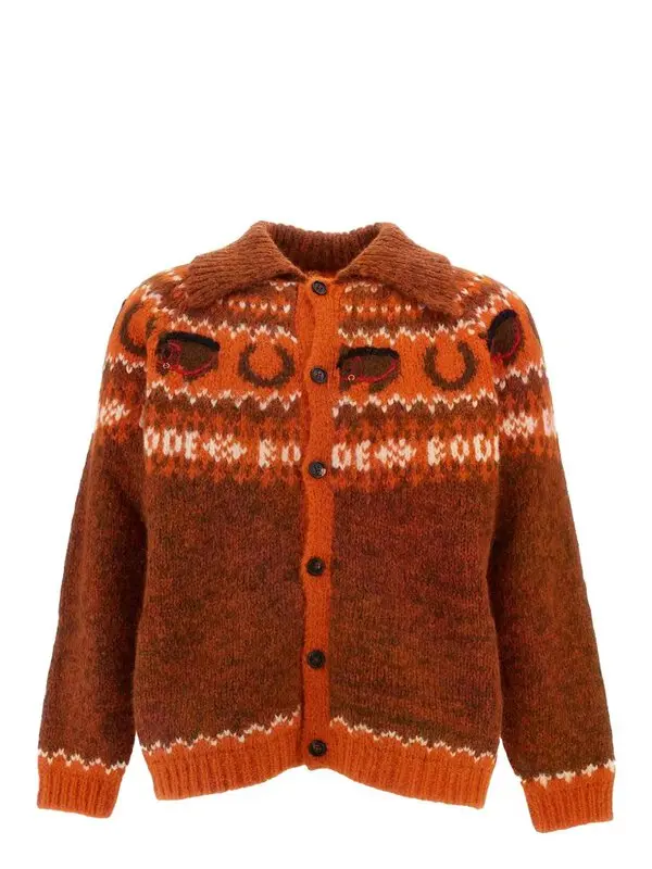 BODE Corral Intarsia-motif Horse-detail Cardigan - Brown