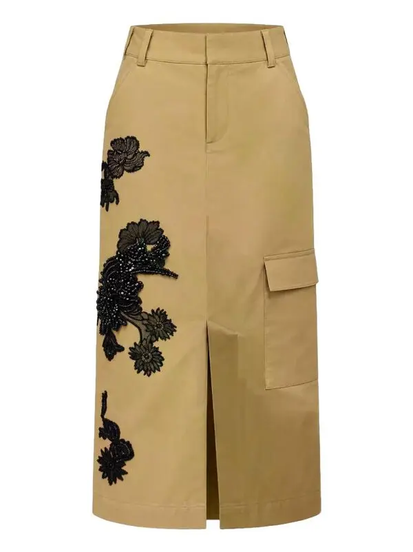 Hellessy Dima Floral-appliqué Cargo Straight Midi Skirt - Neutrals