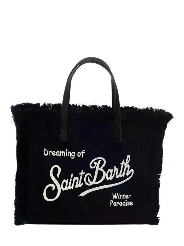 MC2 SAINT BARTH Colette Fringed-edge Corduroy Tote Bag - Blue