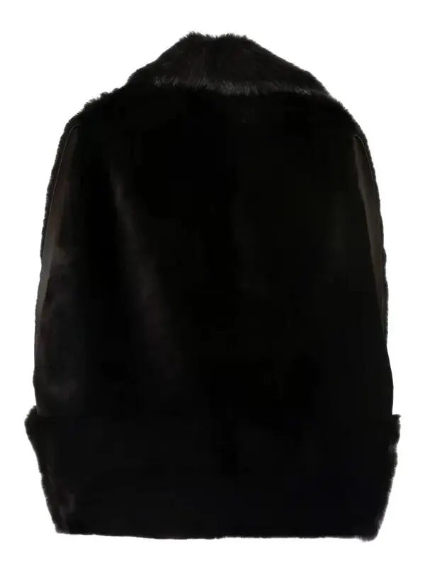 BLANCHA Shearling-trim Leather Gilet - Black