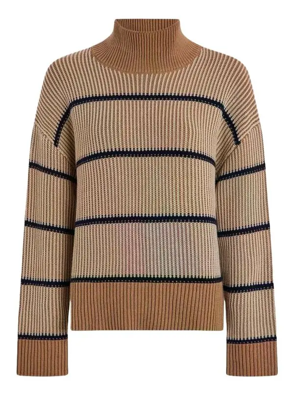 Varley Holland Striped Ribbed-knit Sweater - Brown