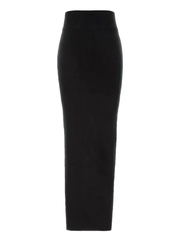 Rick Owens Ribbed-knit Slit Maxi Skirt - Black
