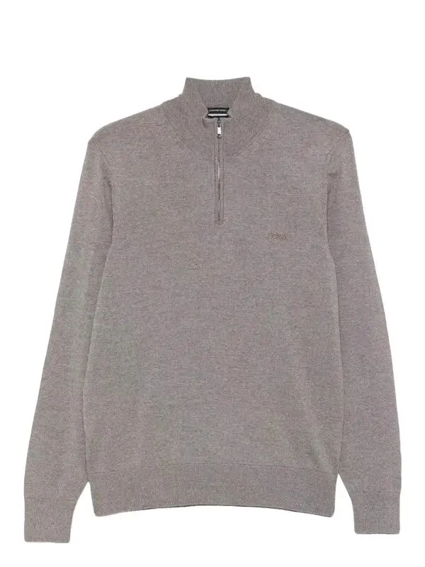 BOSS Quarter-zip Knitted Sweater - Brown