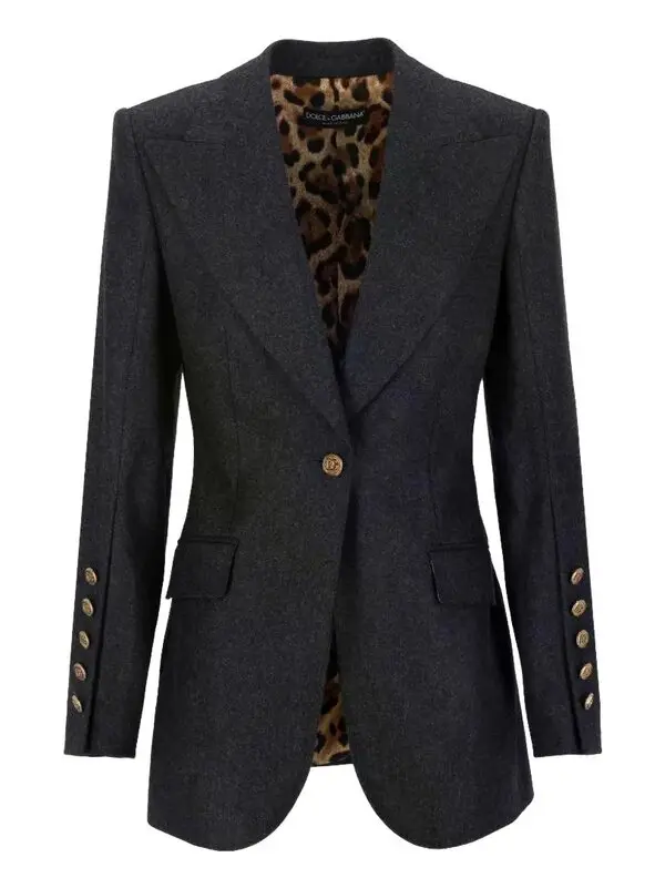 Dolce & Gabbana Turlington Single-breasted Jacket In Wool Flannel - Grey