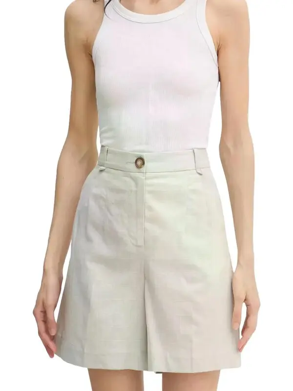 BENETTON Check-pattern Pleated Shorts - Grey