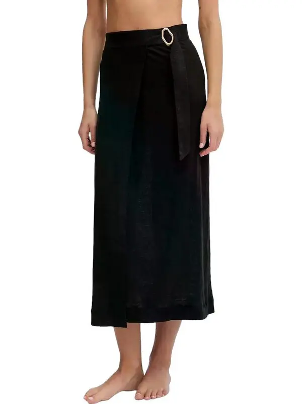 Chantelle Alba Buckle-detail Wrap Midi Skirt - Black