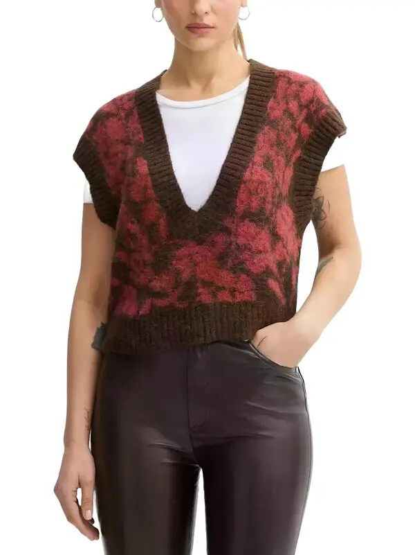 BENETTON V-neck Vest - Brown