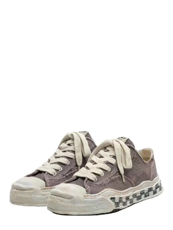 Mihara Yasuhiro Hank Og Graffiti-check Sole Canvas Low-top Sneakers - Grey