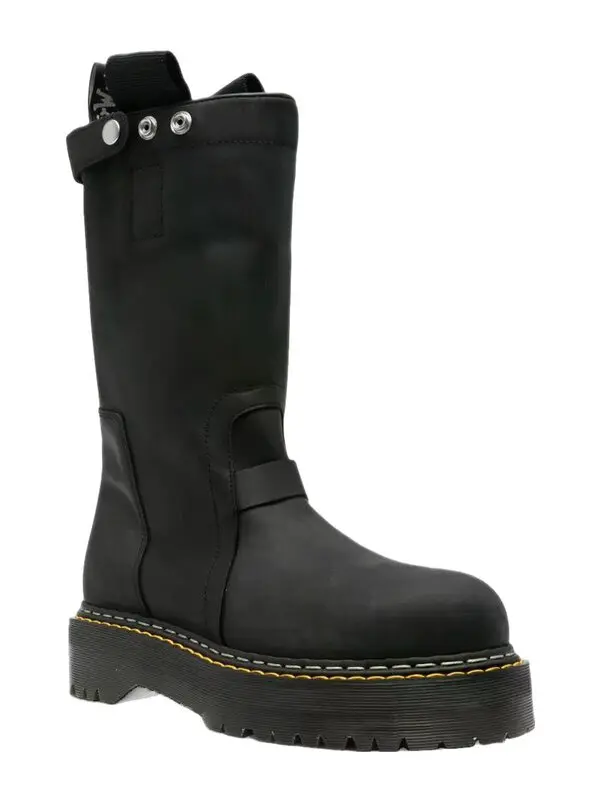 Rick Owens Dr. Martens Platform Pull-on Biker Boots - Black