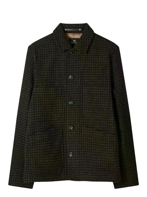 Paul Smith Dark-green Dogtooth Wool-blend Chore Jacket - Black