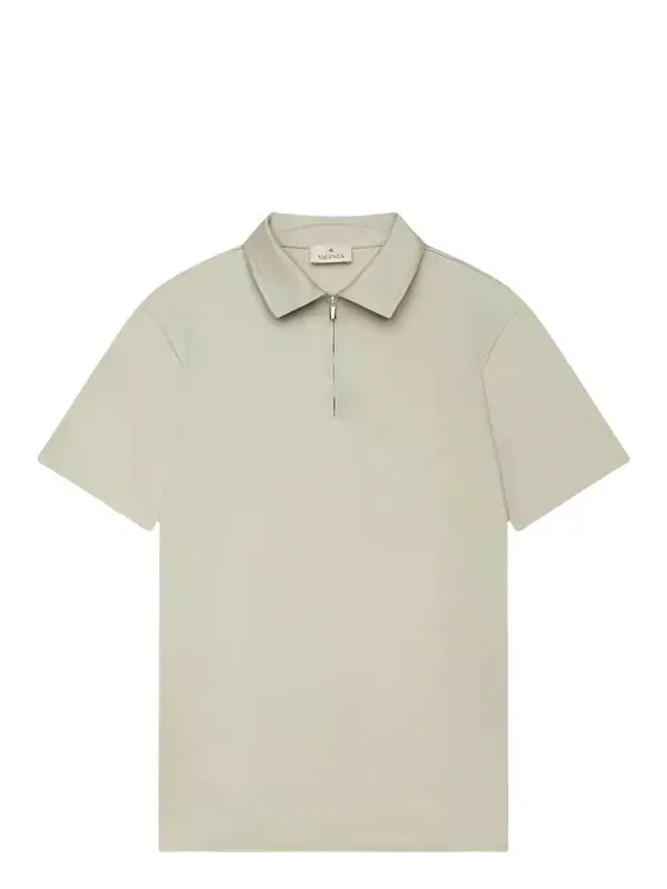 VALENZA Supima Cotton Zip-neck Polo Shirt - Neutrals