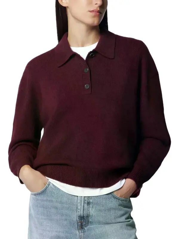 ANINE BING Lee Polo Sweater - Purple