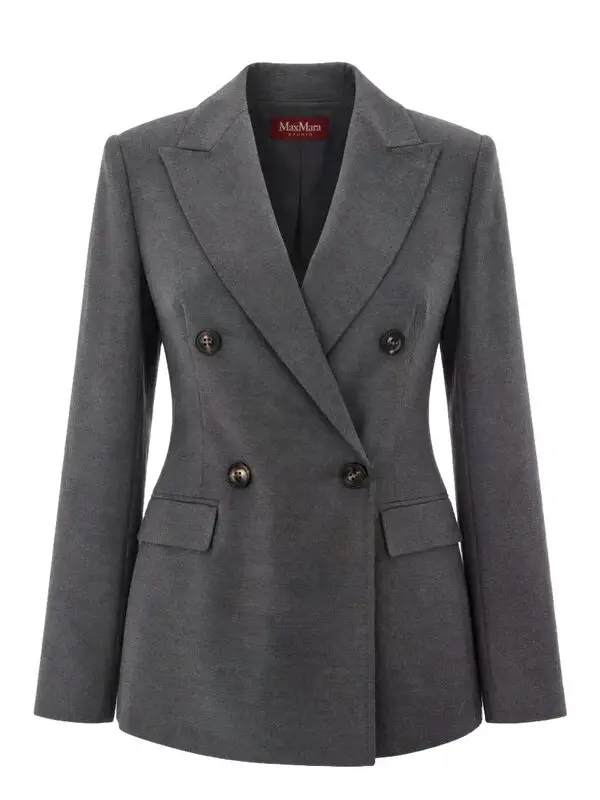 Max Mara Double-breasted Wool Flannel Blazer - Grey
