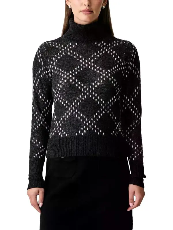 JOOP! Diamond-knit Roll-neck Sweater - Black