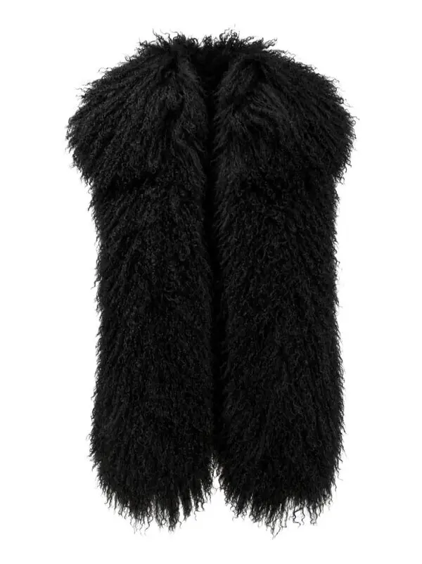 YVES SALOMON Curly Shearling Gilet - Black